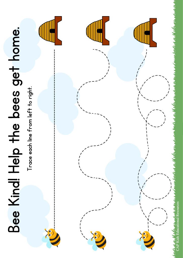 Bee Kind Tracing Worksheet - CAPKidsPro