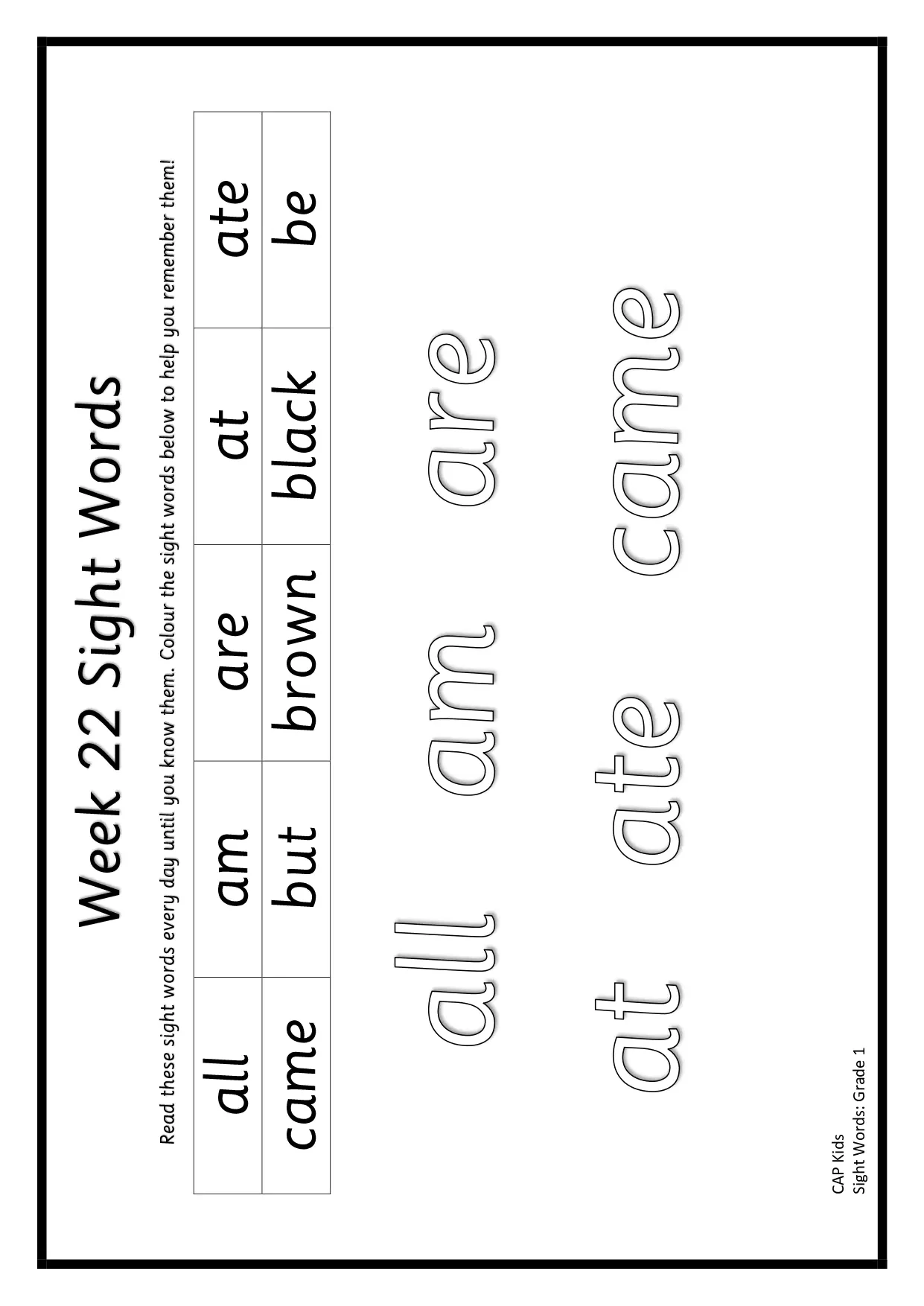 Colour the sight word 22 - CAPKidsPro