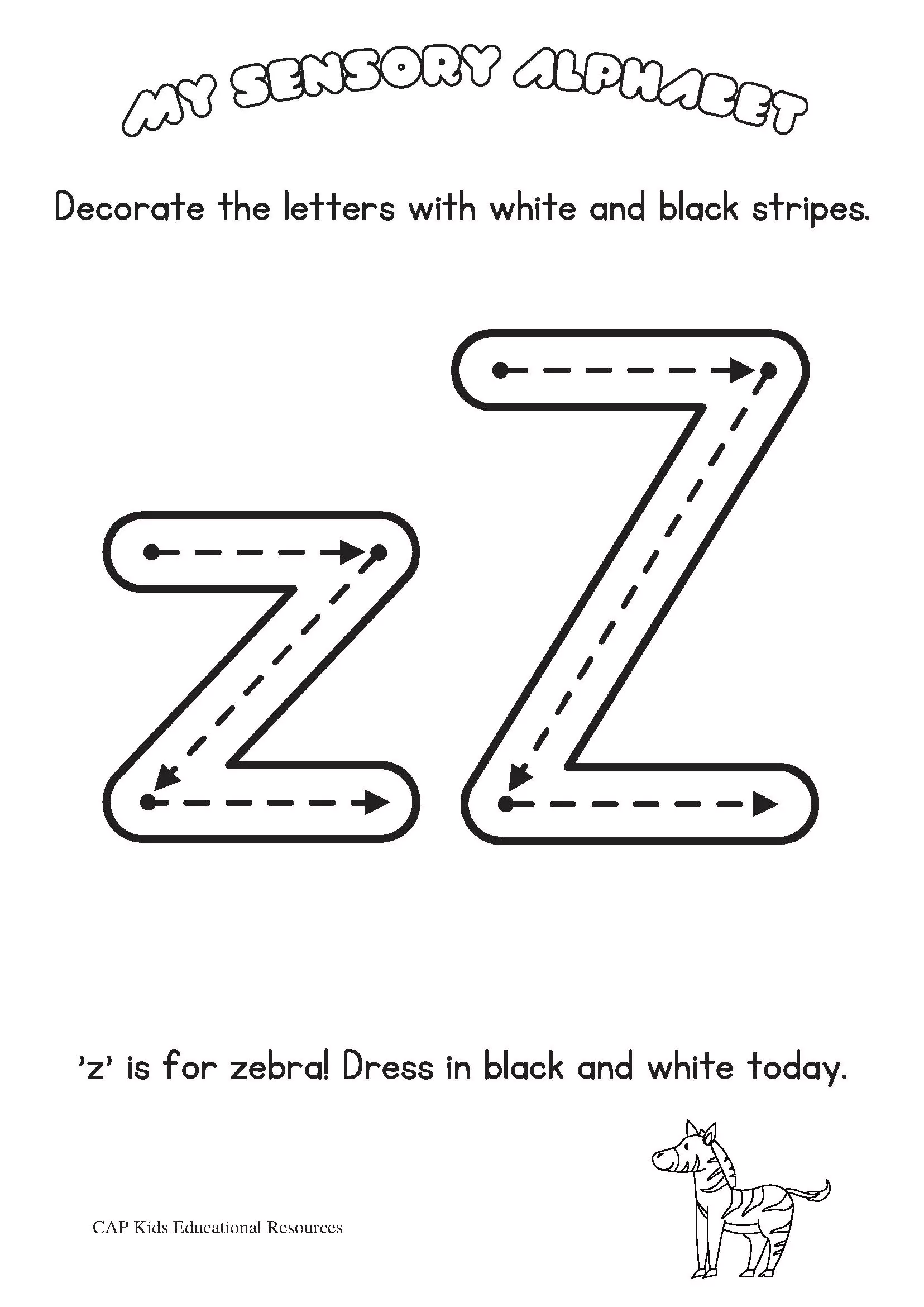 My Sensory Alphabet z - CAPKidsPro