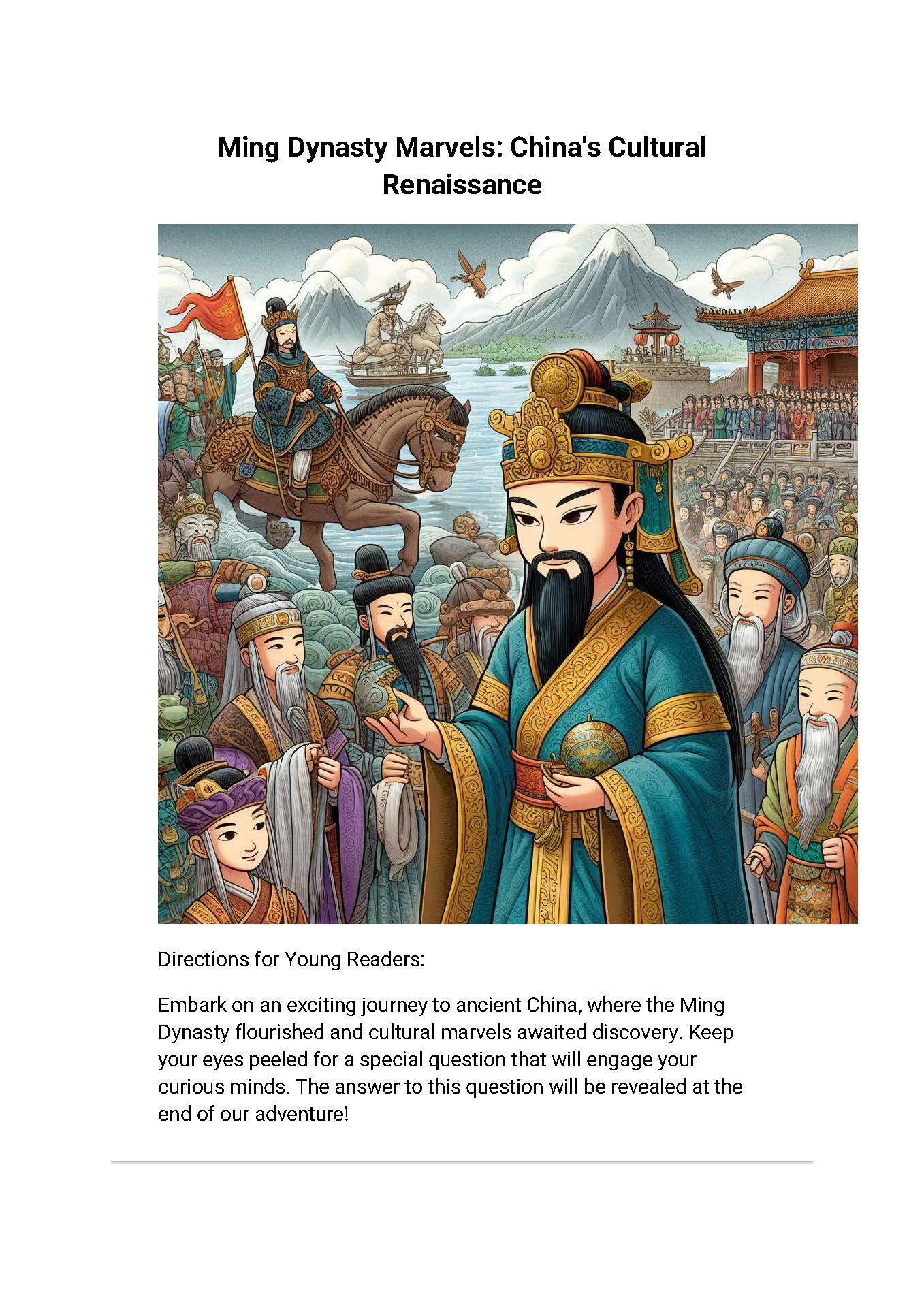 Ming Dynasty Marvels - China's Cultural Renaissance - CAPKidsPro